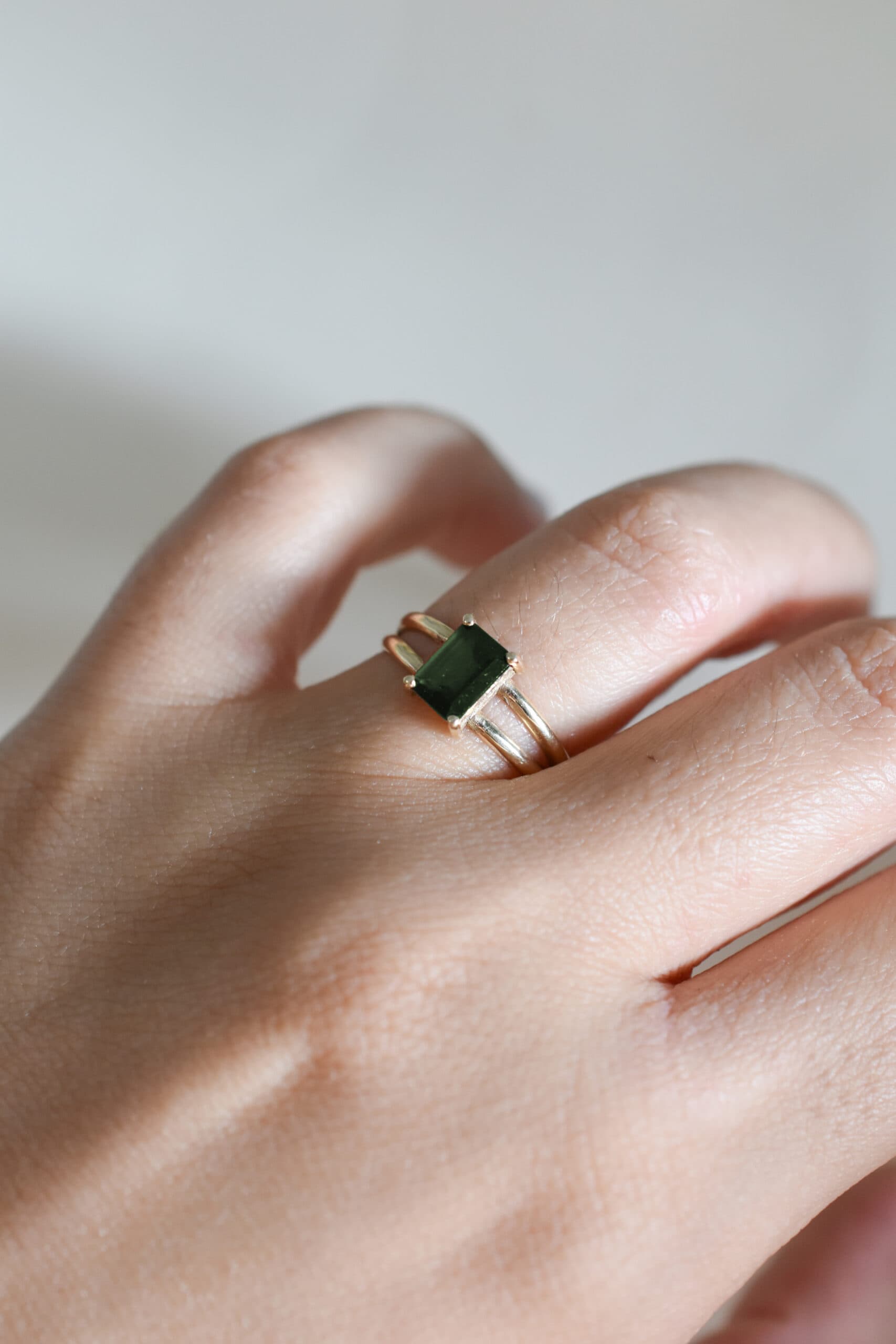 14K Gold Emerald Cut Tourmaline Ring - STUDIO DUSA
